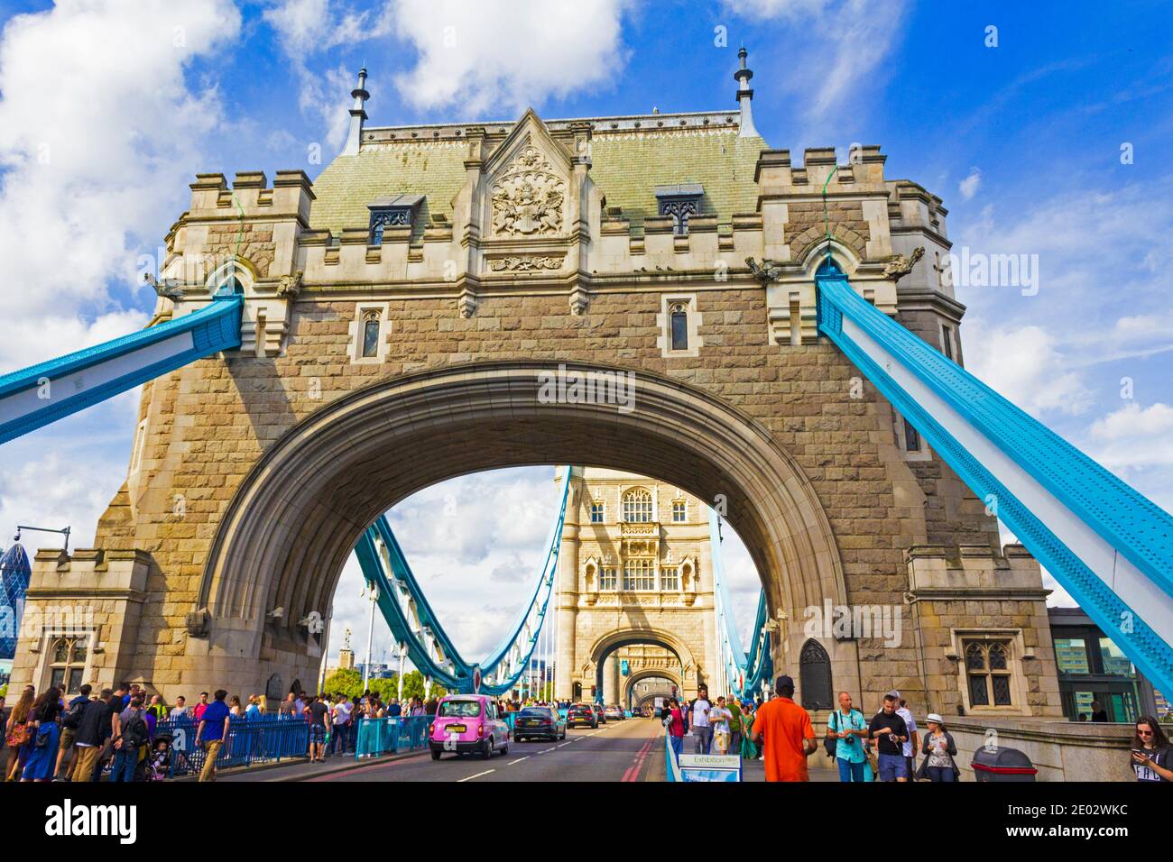 View of crowded Tower Bridge-the most famous bridge in the world,London ...