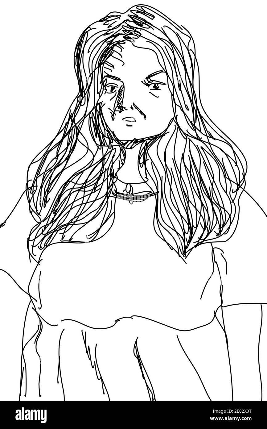 Abstract drawing girl in Black and White Stock Photos & Images - Alamy