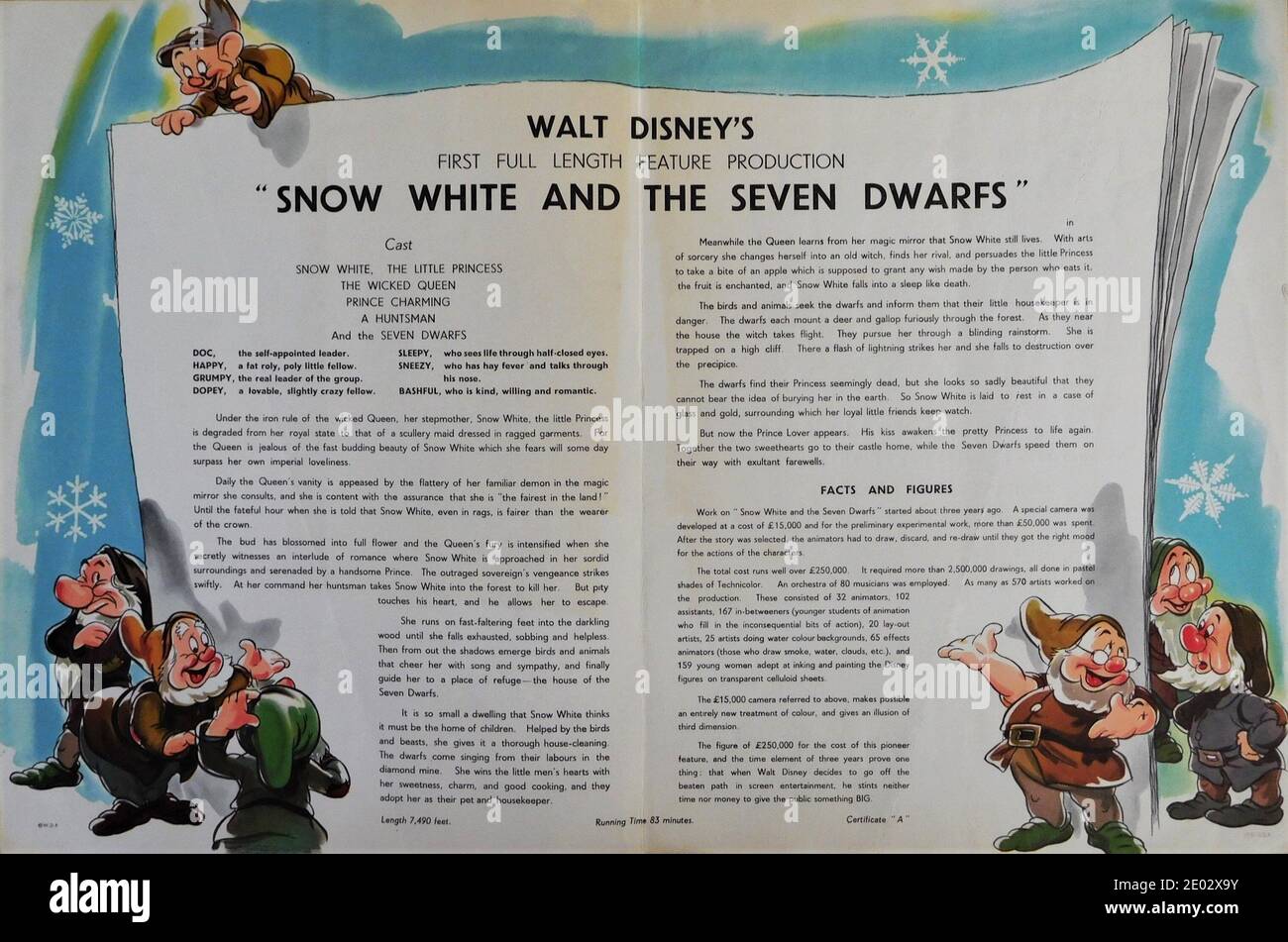 WALT DISNEY's SNOW WHITE AND THE SEVEN DWARFS 1937 supervising director ...