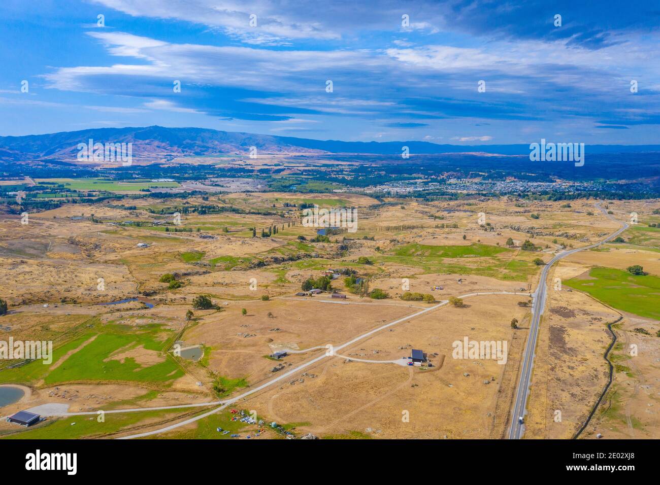 Aerial view of rural landscape of South Island in New Zealand Stock ...