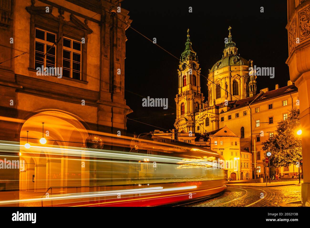 Night view illuminated malostranske namesti hi-res stock photography ...