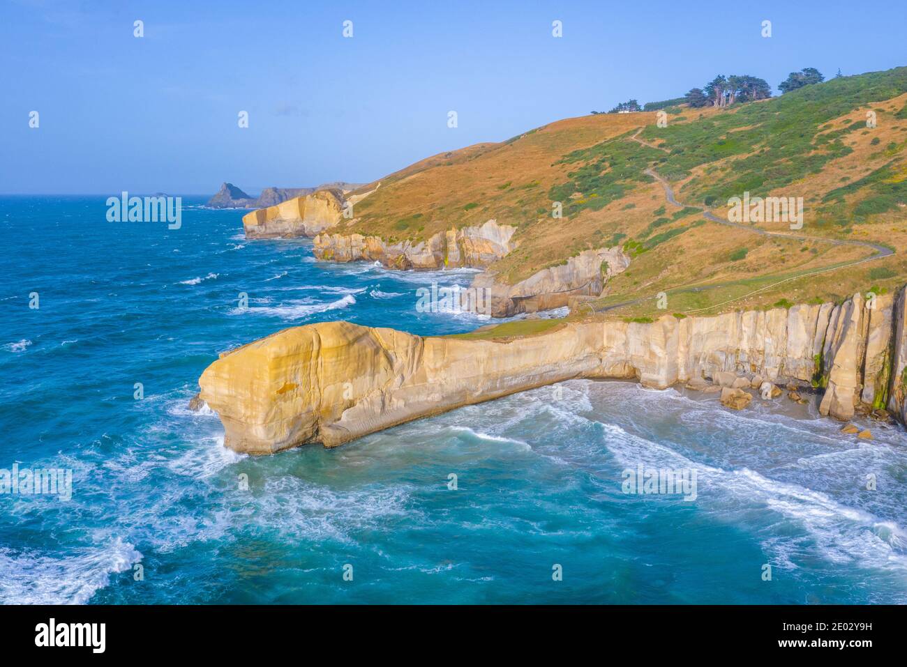 Aerial view of Tunnel beach near Dunedin, New Zealand Stock Photo - Alamy