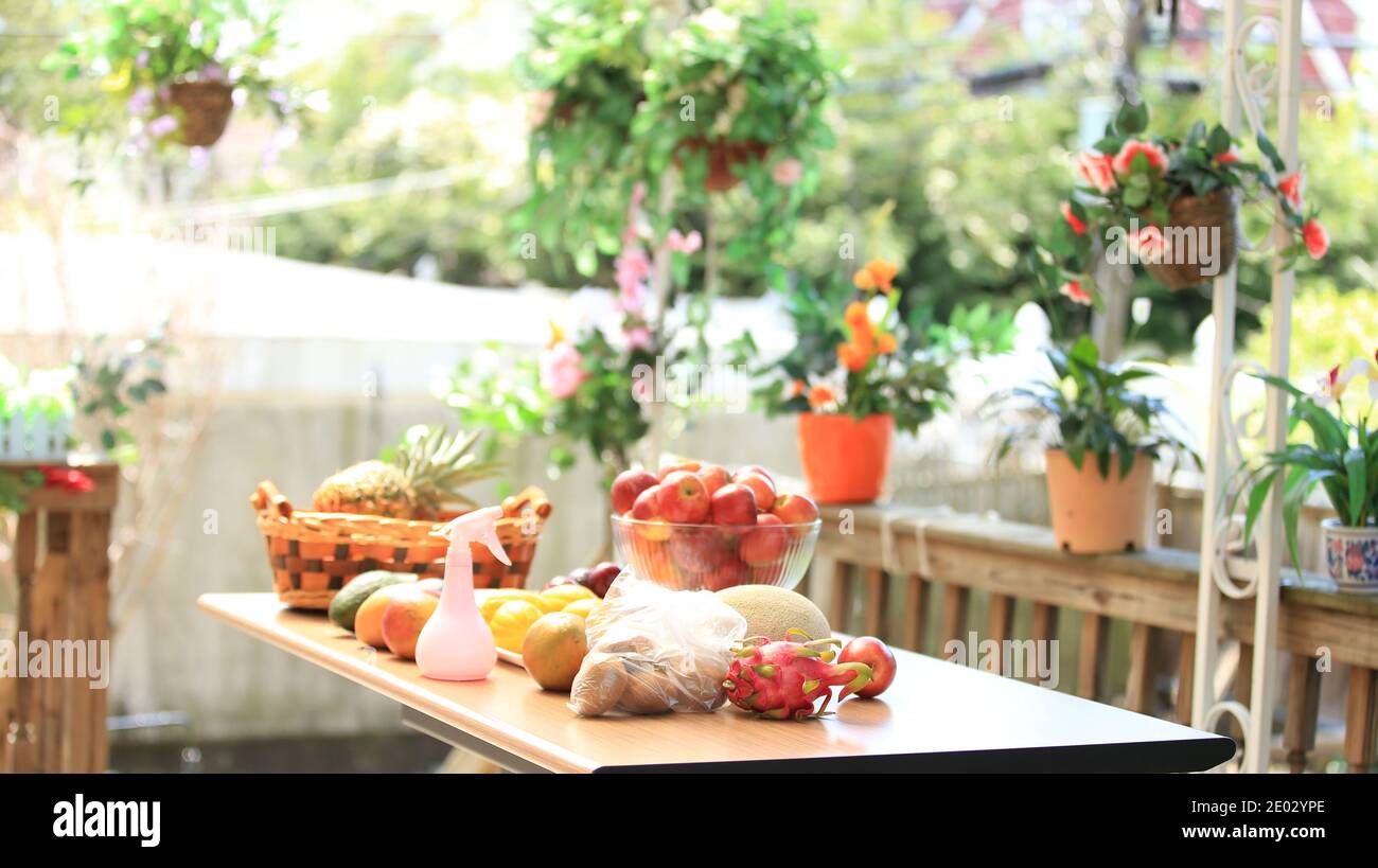 Prepared various fruits during home self-isolation. Vitamins boost ...