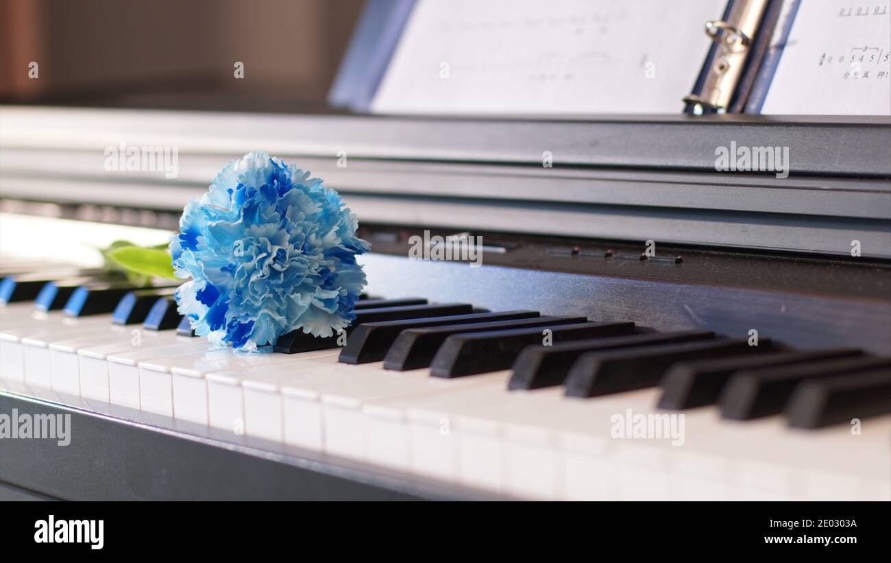 Musical piano key background blue hi-res stock photography and images ...