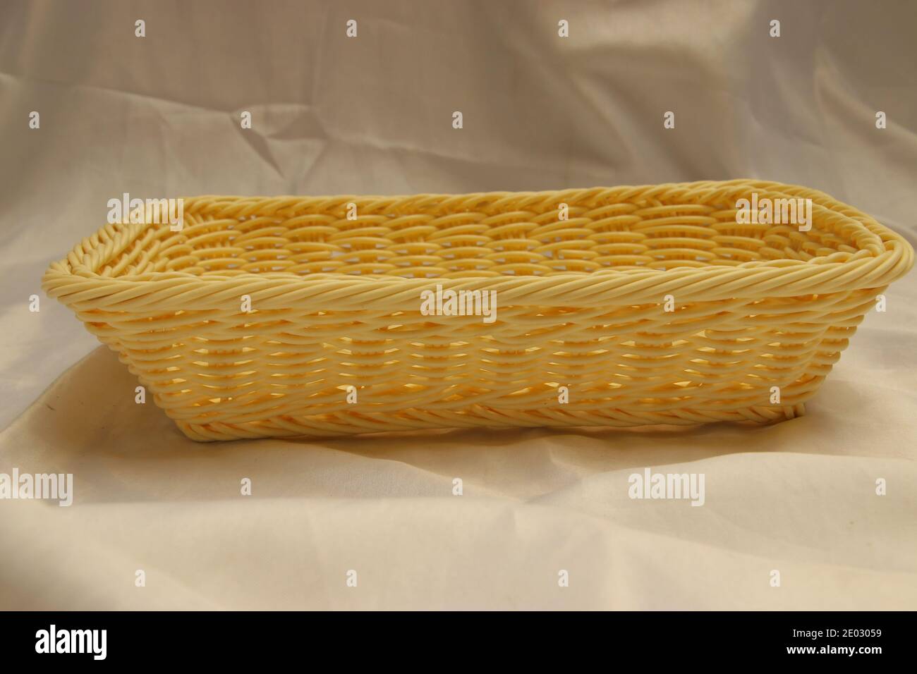 Front view of handmade woven rectangular wicker bread basket Stock ...