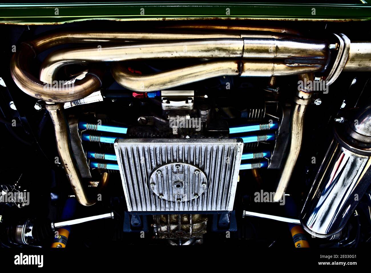 bottom view of a bus with flat 4 engine Stock Photo - Alamy