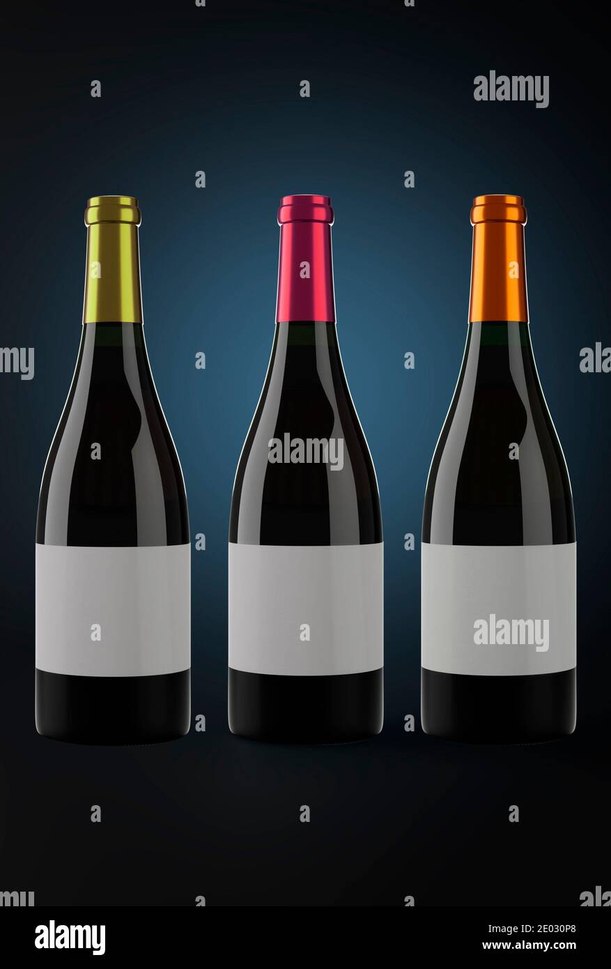 Three Bottles of red wine in a dark background Stock Photo - Alamy