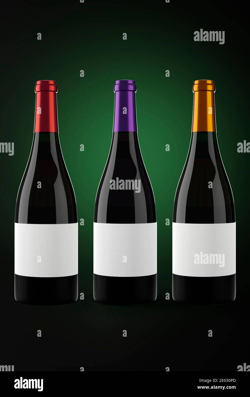 Three Bottles of red wine in a dark background Stock Photo - Alamy
