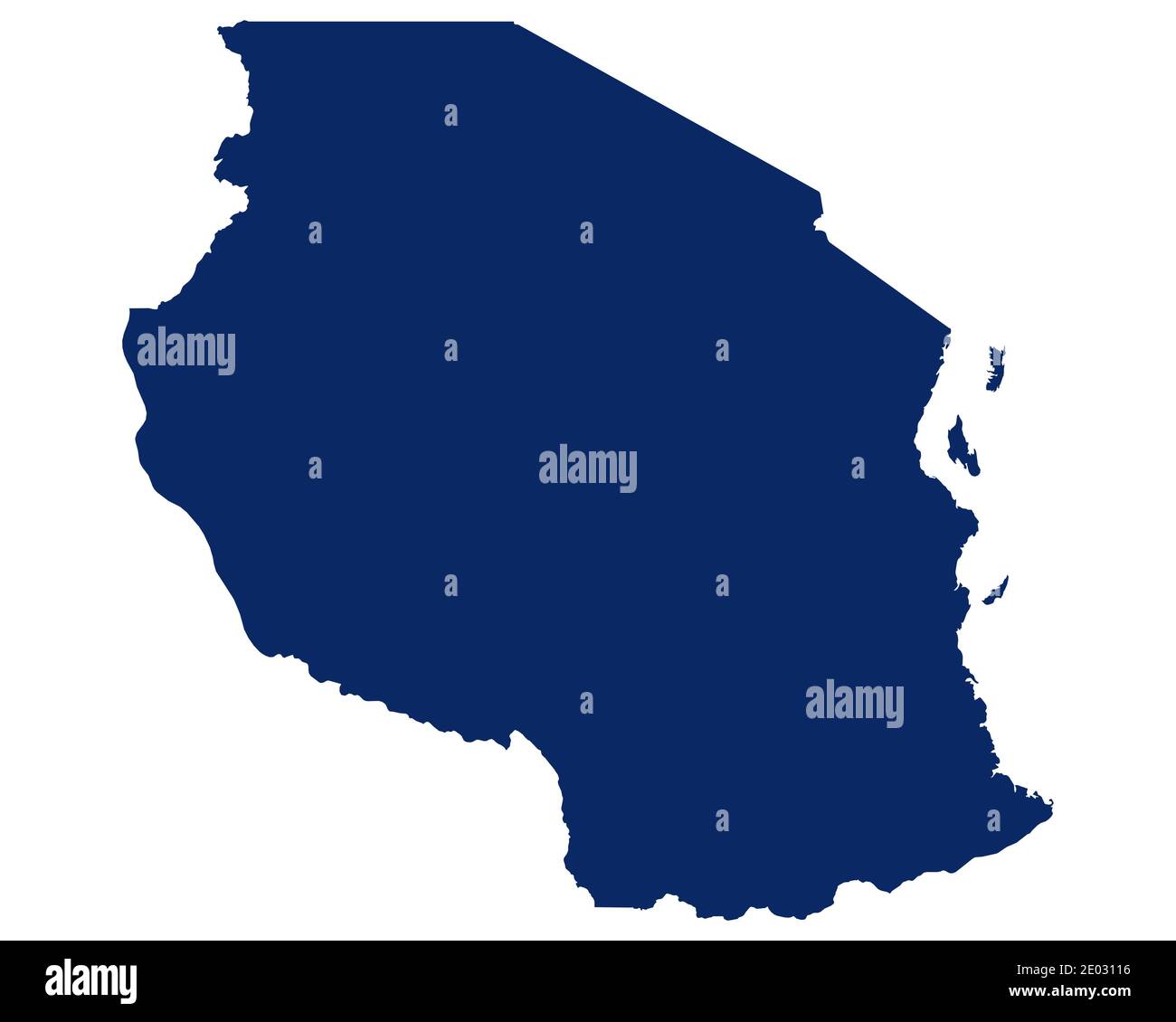 Map of Tanzania in blue colour Stock Photo - Alamy