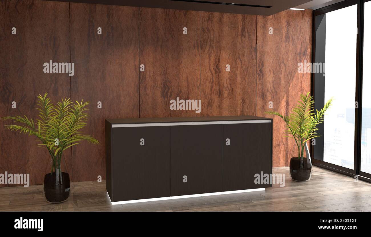 Company reception desk 3d rendering Stock Photo - Alamy
