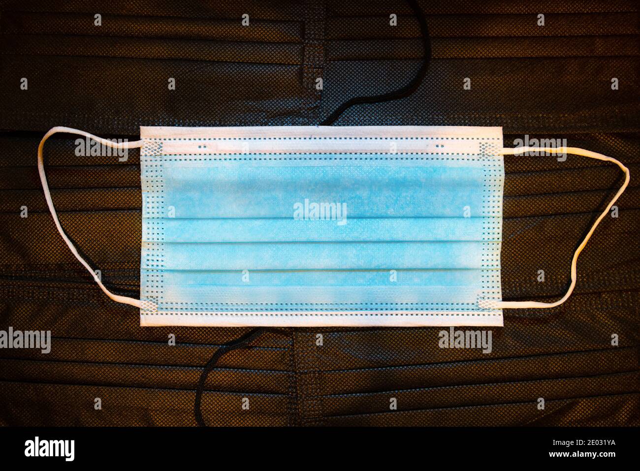 Blue medical face mask texture. Close up of surgical mask fabric with ...