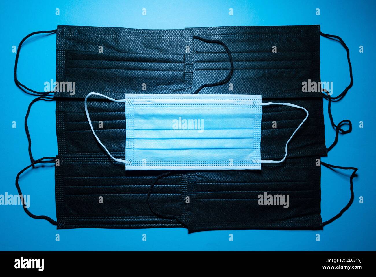 Blue medical face mask texture. Close up of surgical mask fabric with ...