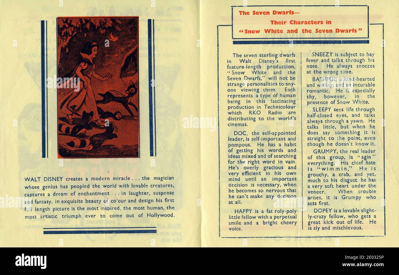 WALT DISNEY's SNOW WHITE AND THE SEVEN DWARFS 1937 supervising director ...