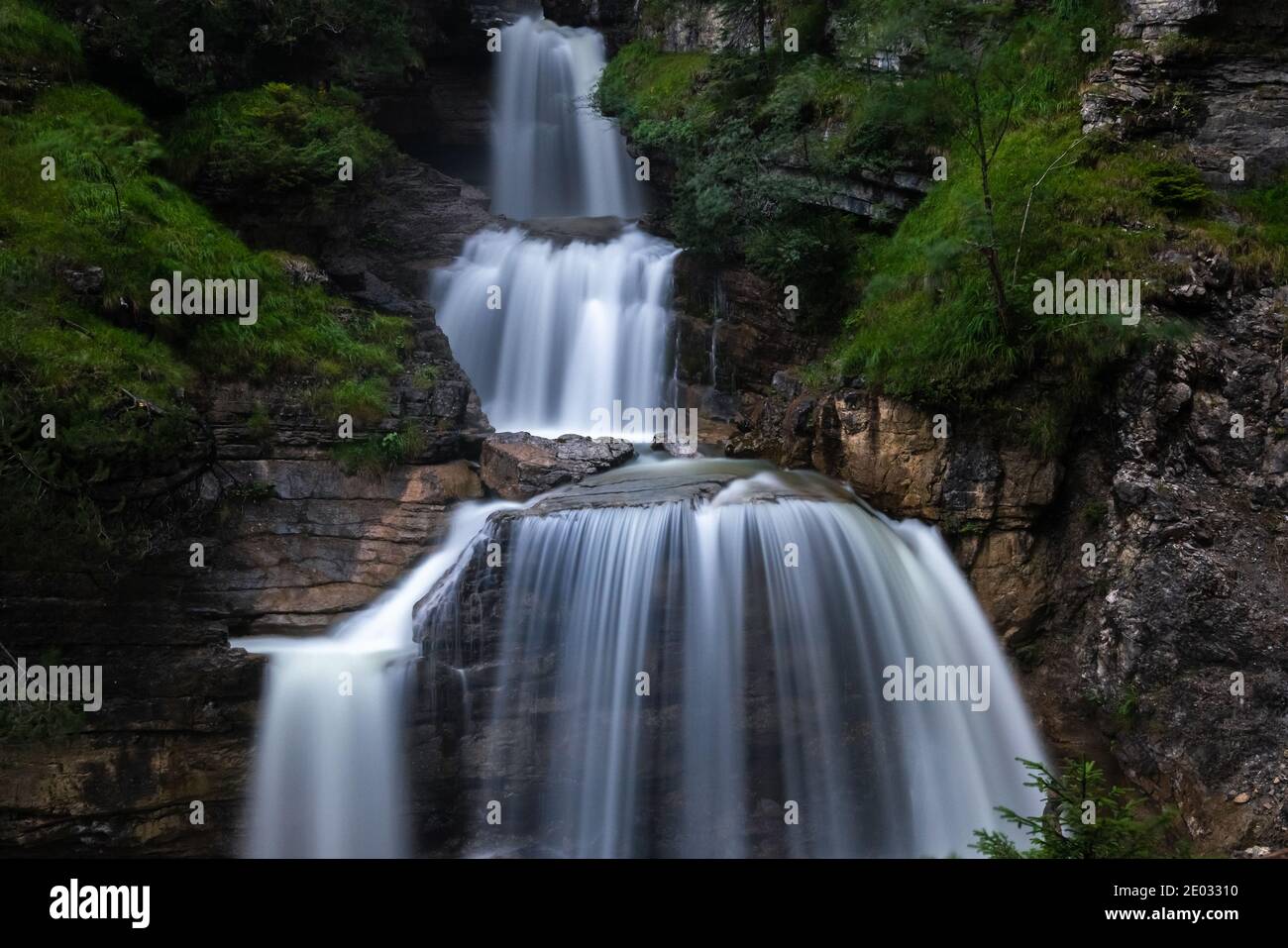 Beautiful waterfalls flowing in the valley Stock Photo - Alamy