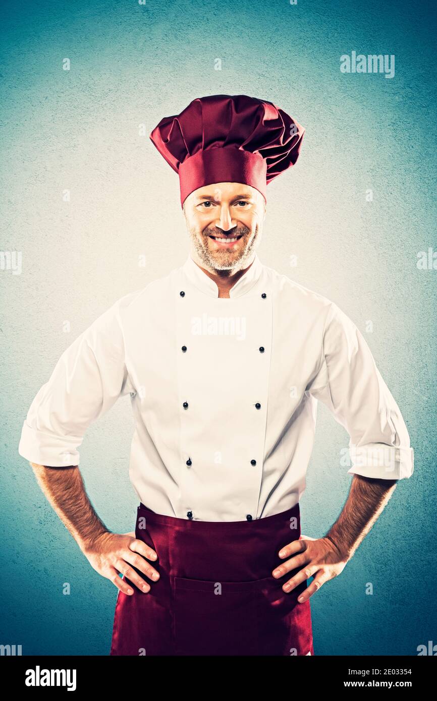 Closeup smiling male chef hi-res stock photography and images - Alamy