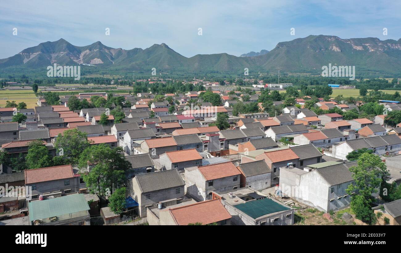 Aerial view of Chinese rural house roofs, beautiful rural scenery Stock ...