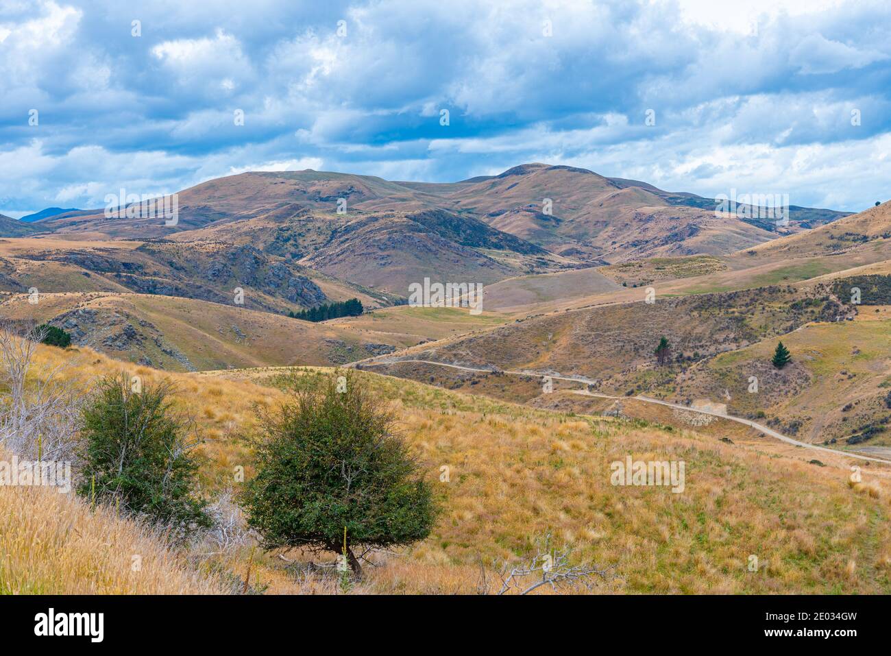 Landscape of Otago region viewed from Central Otago Railway bicycle ...