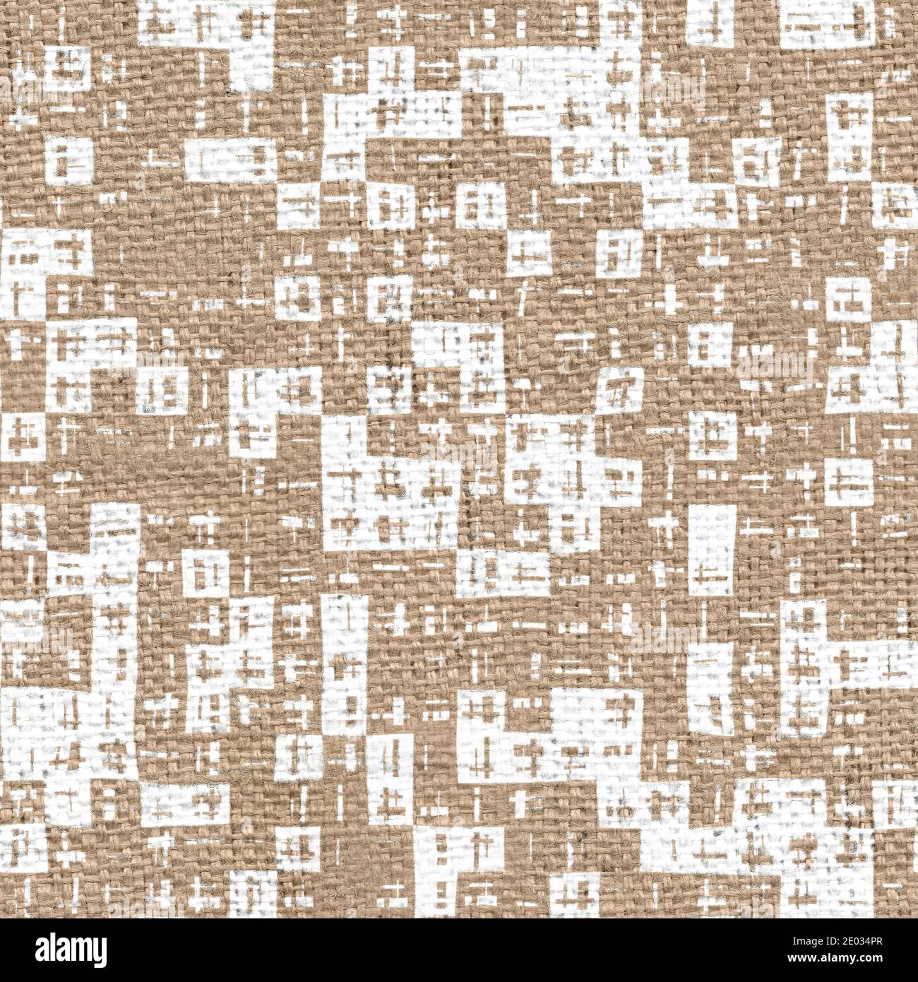 Seamless burlap with white paint pattern overlay Stock Photo - Alamy