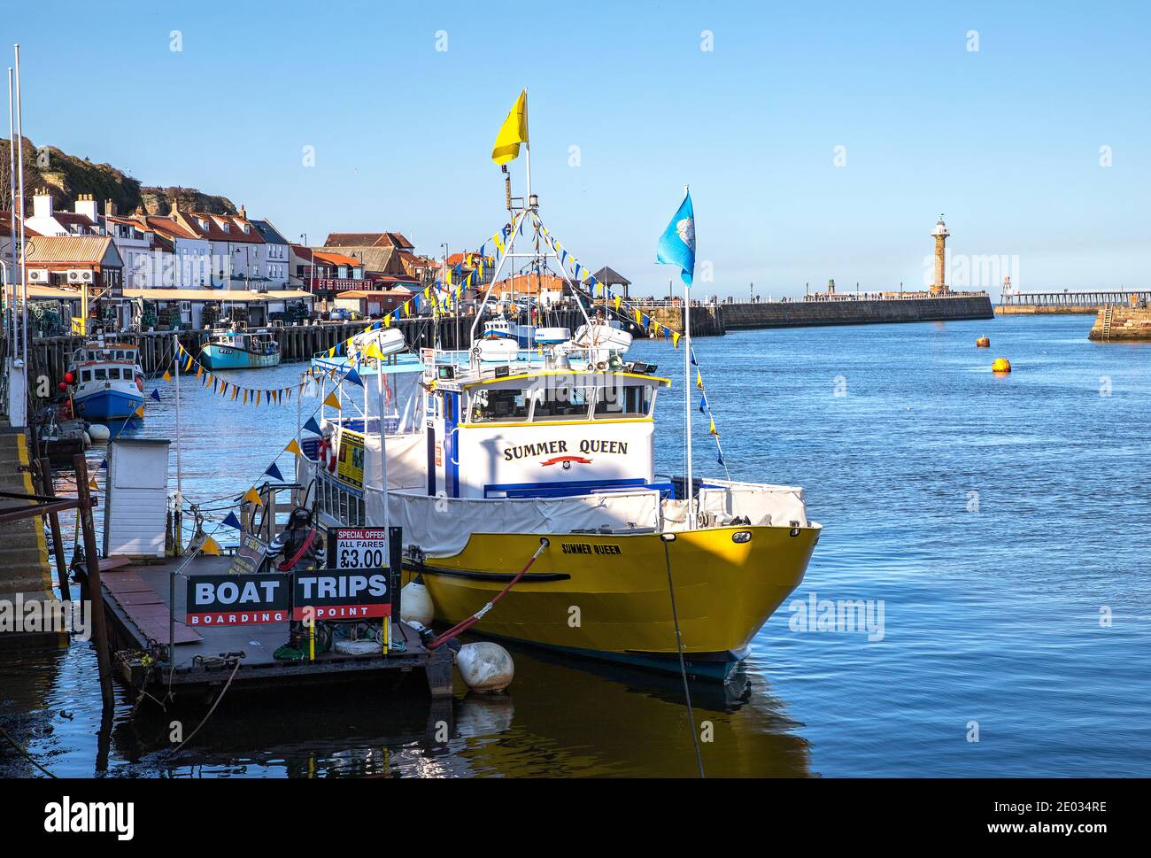 Whitby Harbour, a natural port formed by the estuary of the River Esk ...