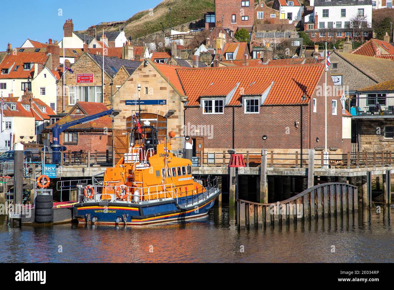 Whitby Harbour, a natural port formed by the estuary of the River Esk ...