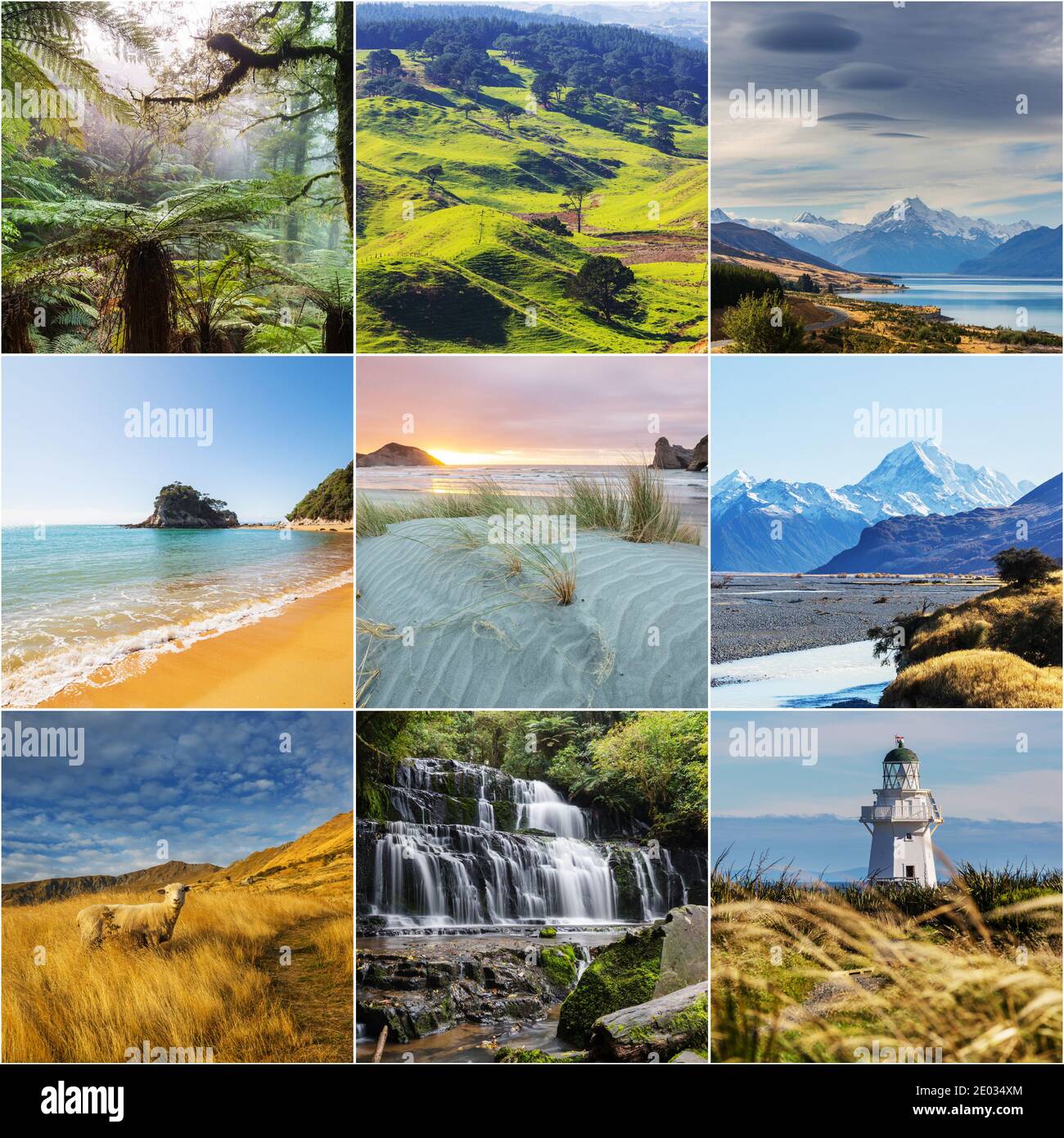 Photo collage of New Zealand landscapes Stock Photo - Alamy
