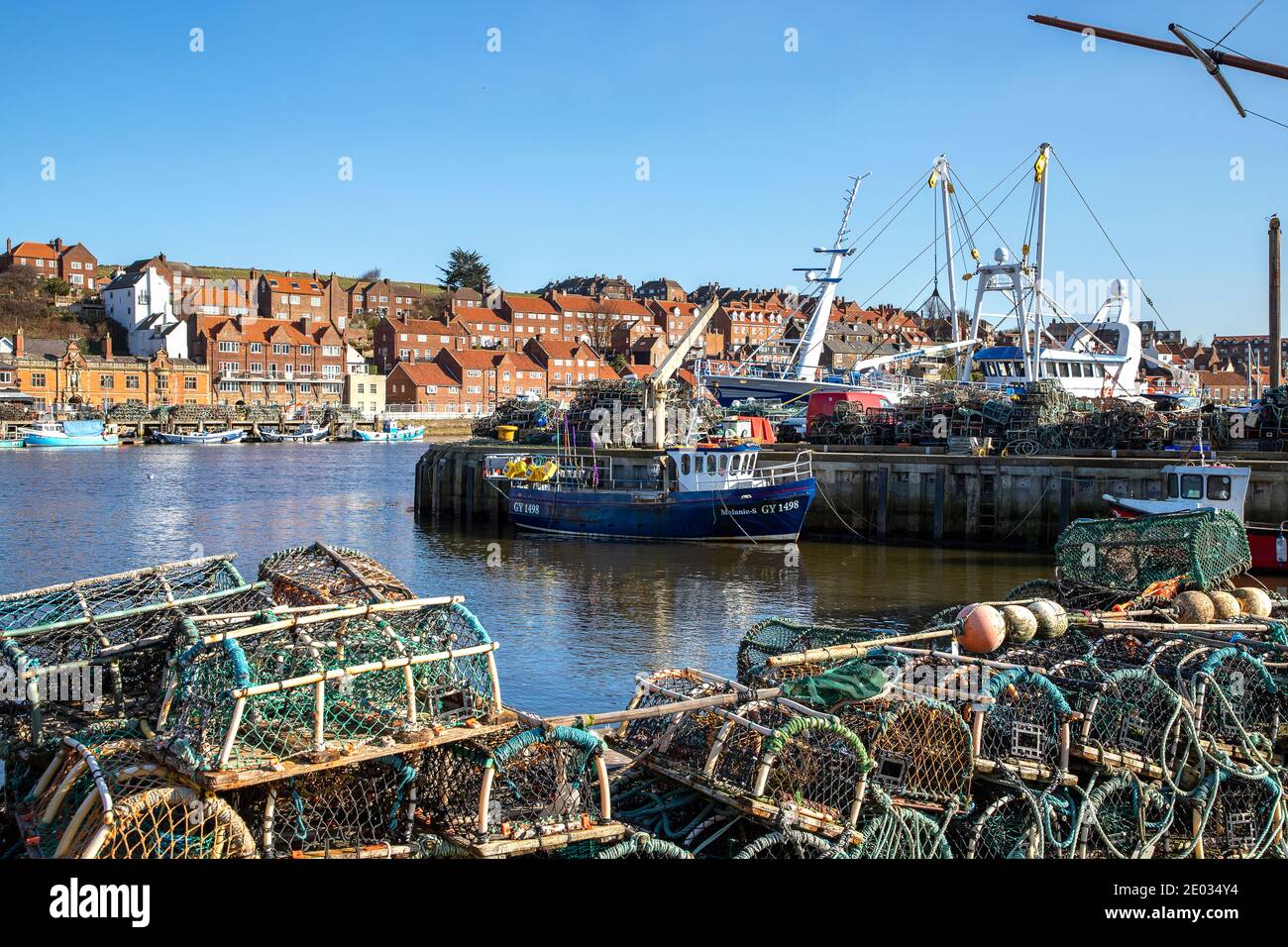 Whitby Harbour, a natural port formed by the estuary of the River Esk ...