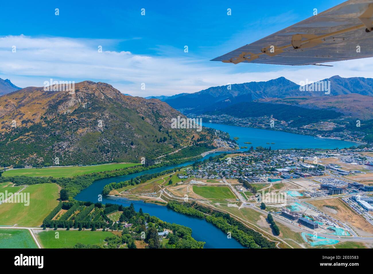 Aerial view of Frankton district of Queenstown in New Zealand Stock ...