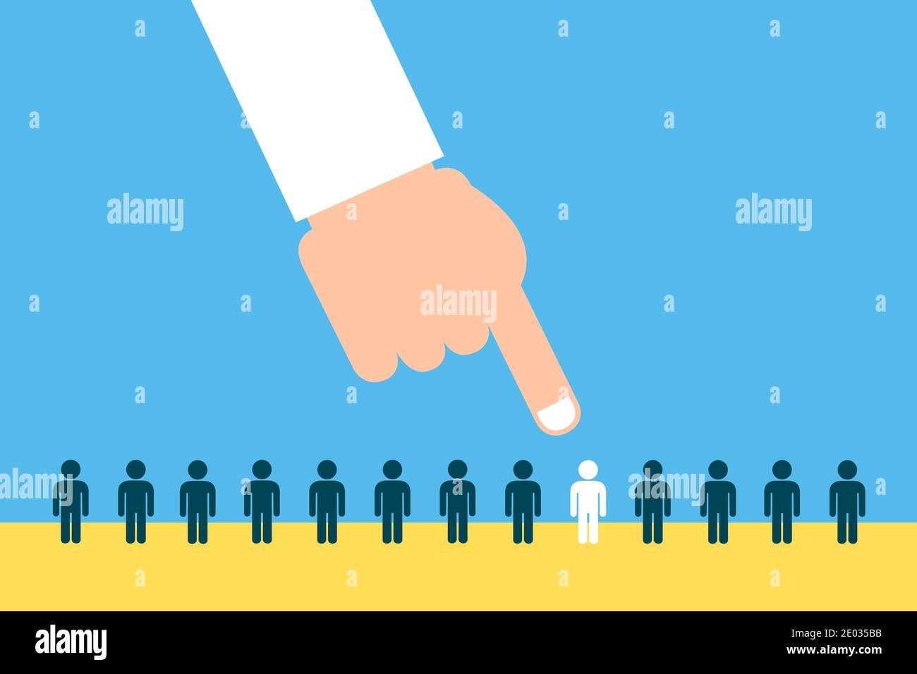 Big and large hand is point on the chosen man - religious symbolism ...