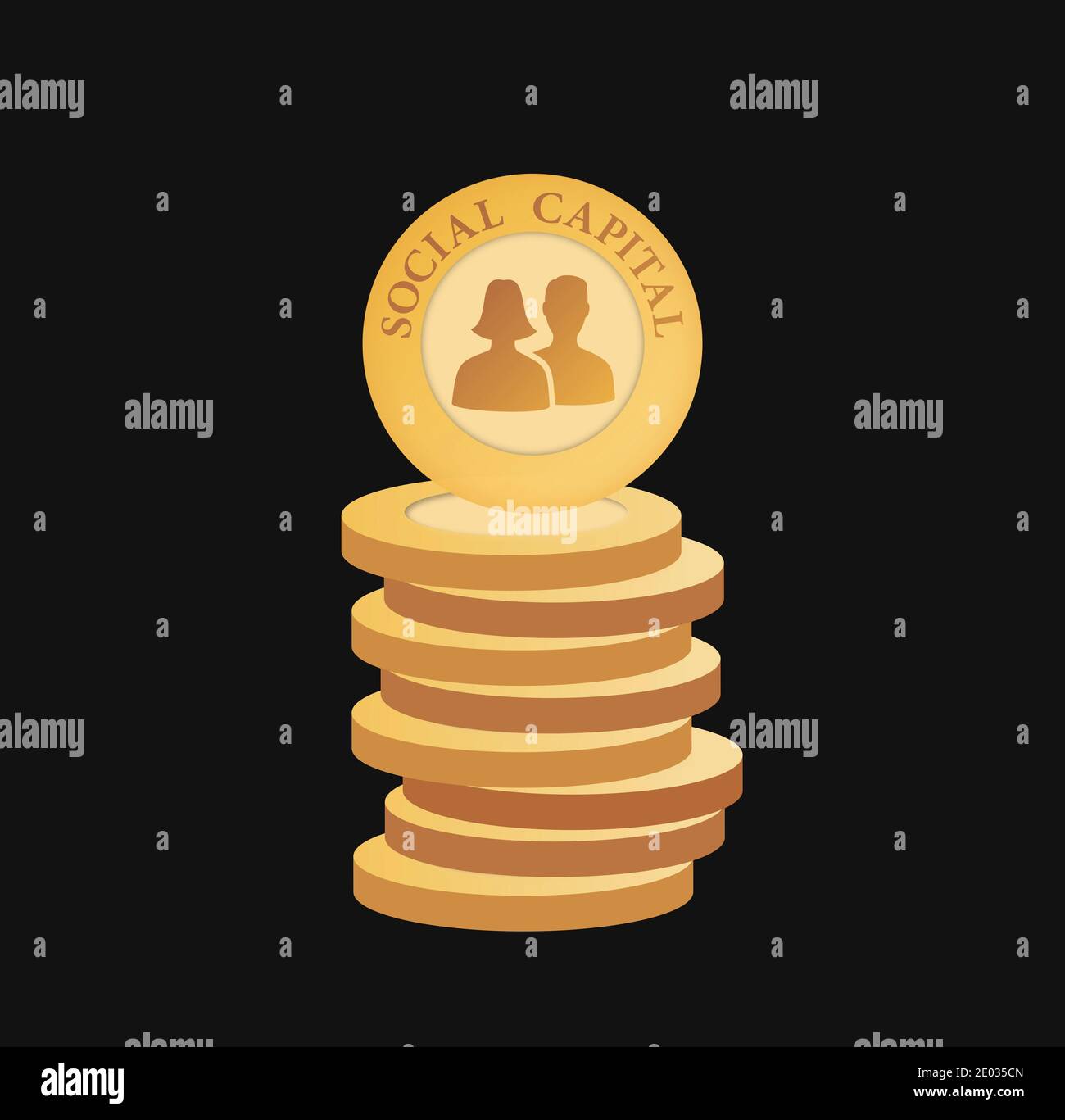 Social capital - coins with people. Value of fellowship, family ...