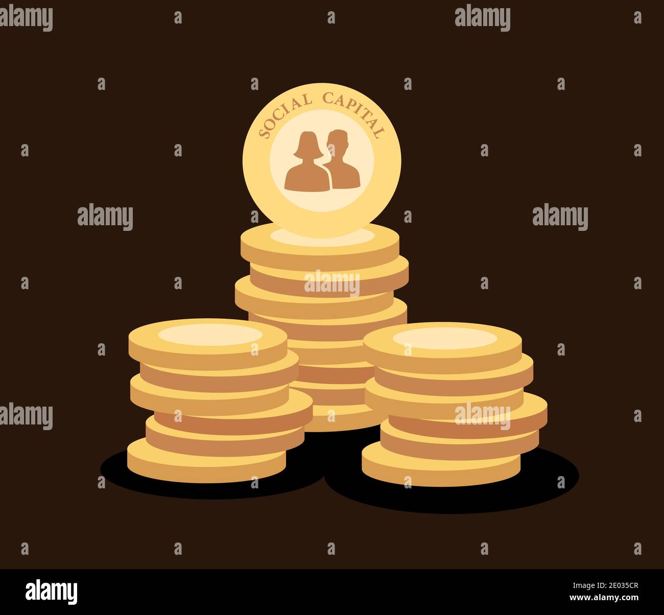 Social capital - coins with people. Value of fellowship, family ...