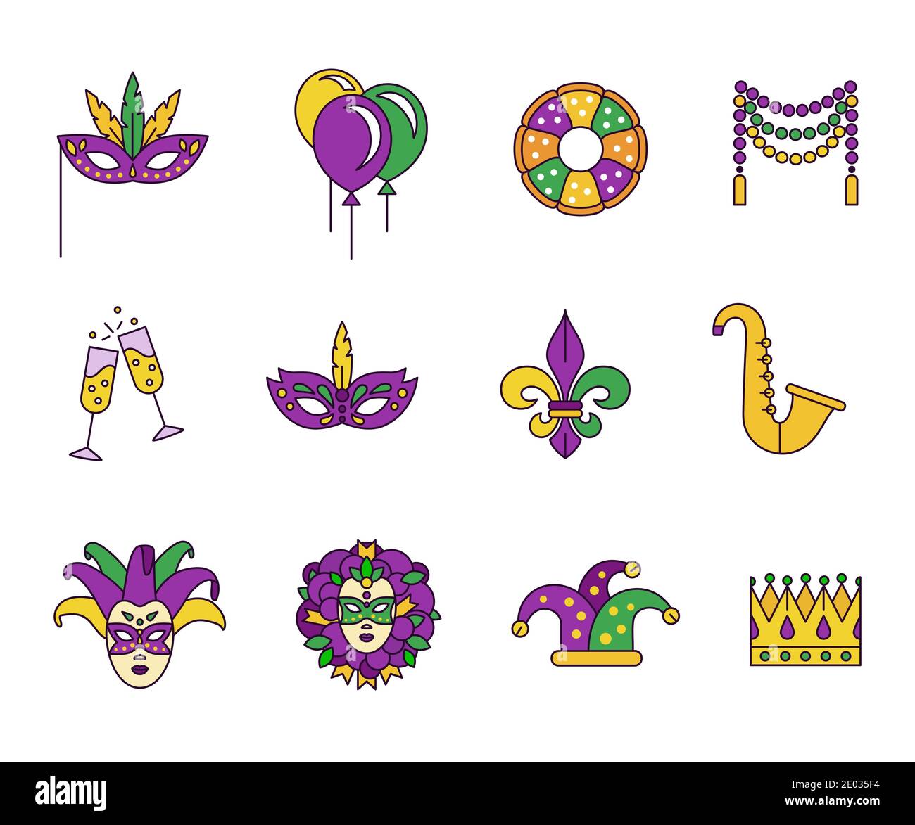 Mardi Gras, christian event with masquerade - solid icons in purple ...