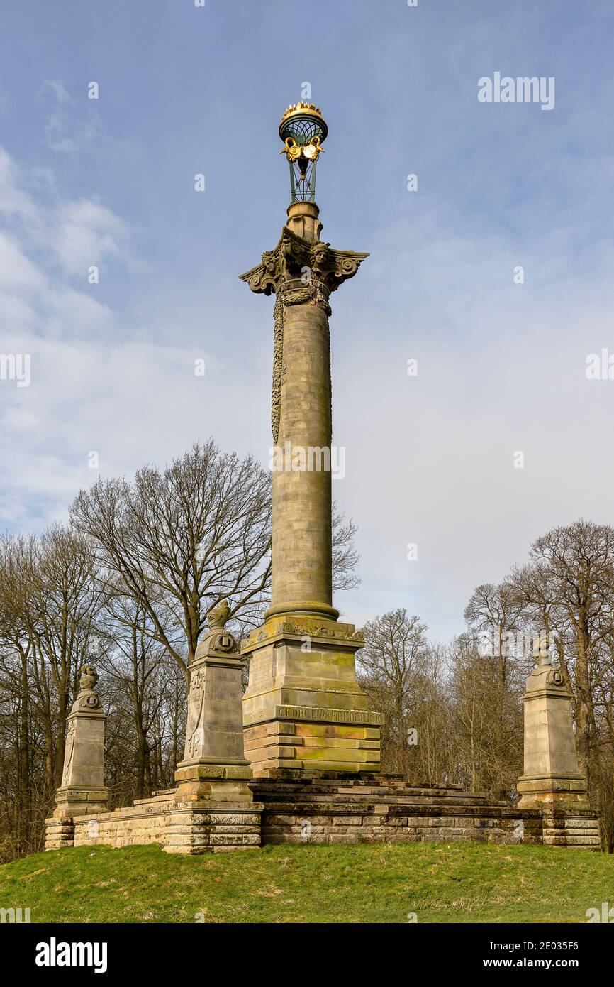 The George. W. Frederick monument near Castle Howard, which guards the ...