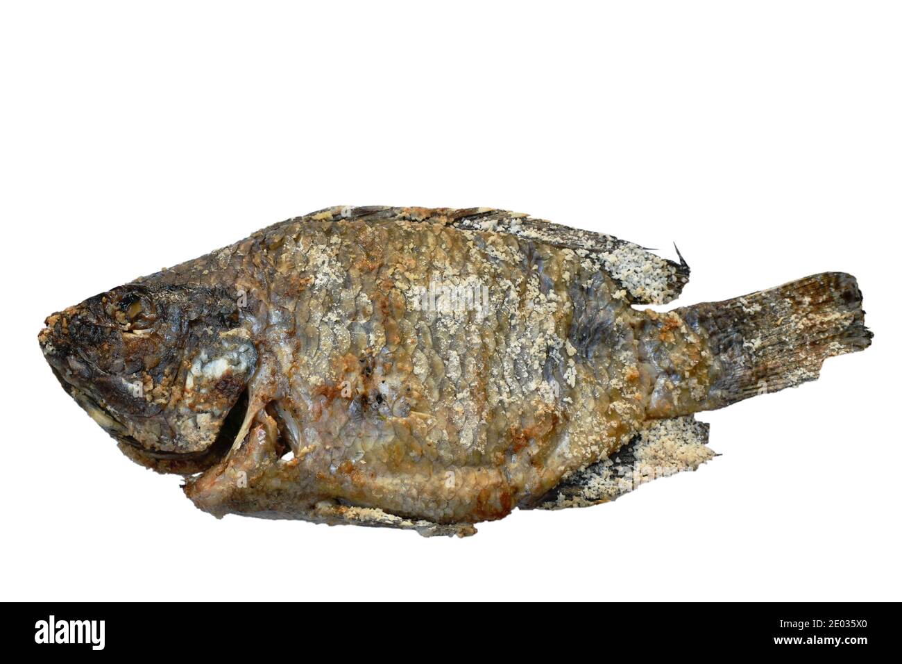 grilled mango fish wrapping salt on white background Stock Photo - Alamy