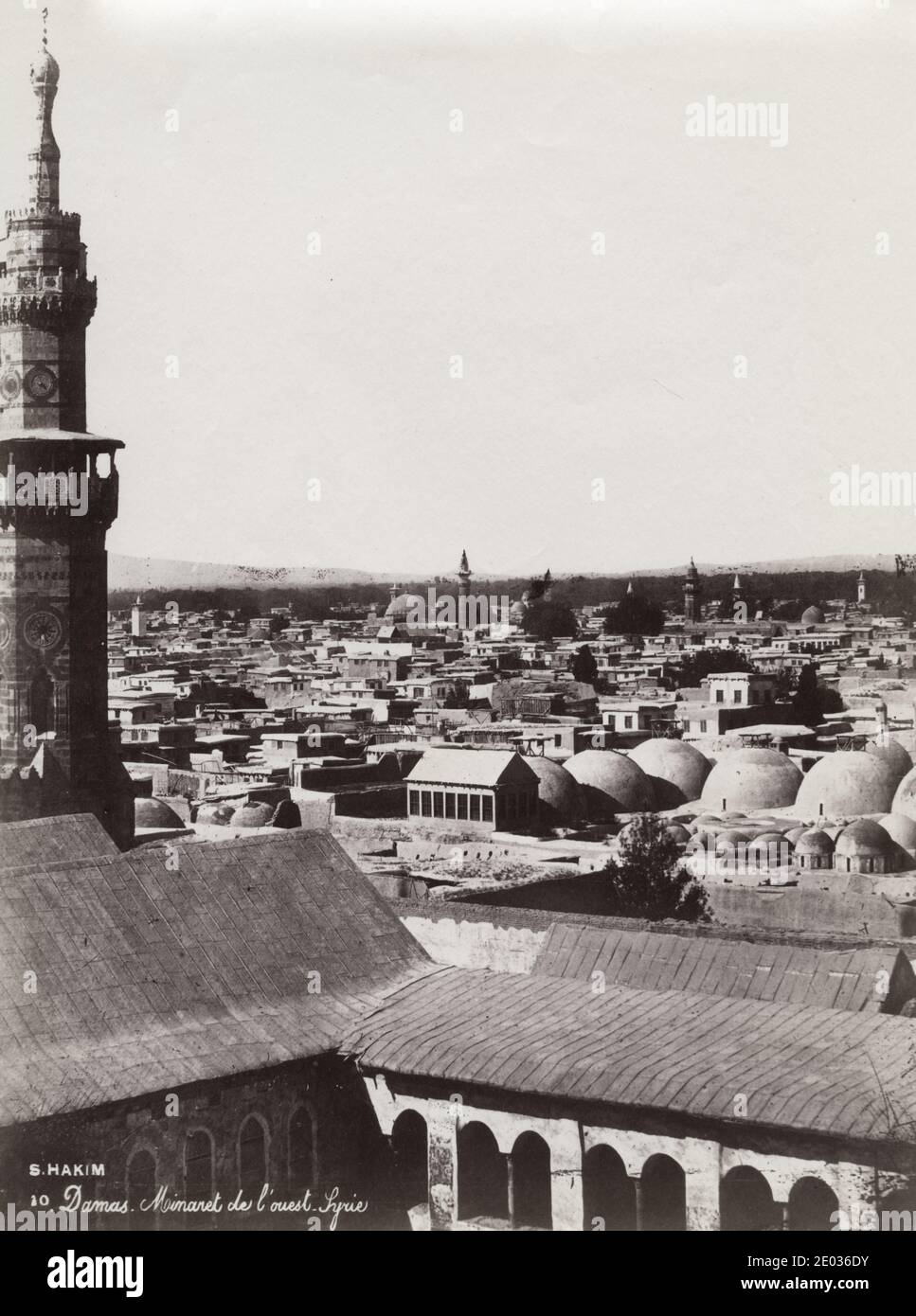 19th century vintage photograph - rooftop view of Damascus taken from ...