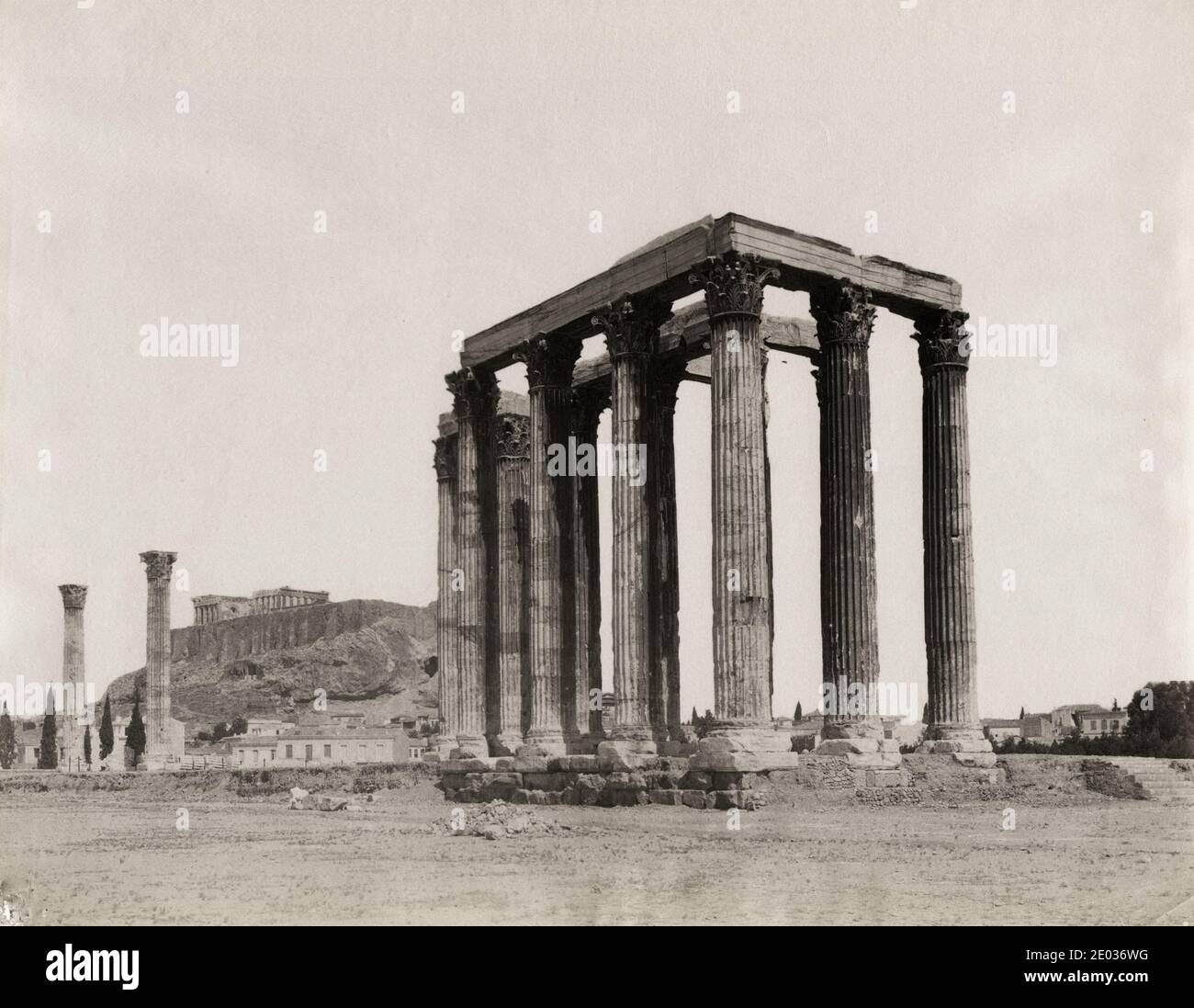 19th century vintage photograph - Acropolis and Temple of Jupiter ...