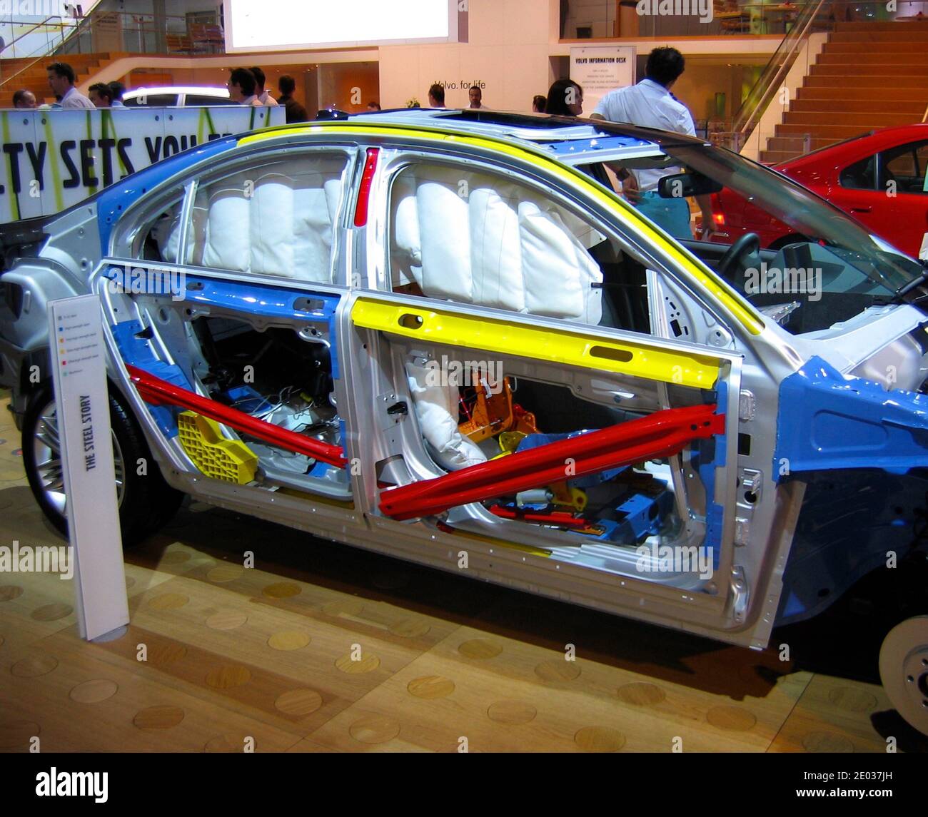 Cut away of a Volvo to reveal safety structure and airbags used on ...