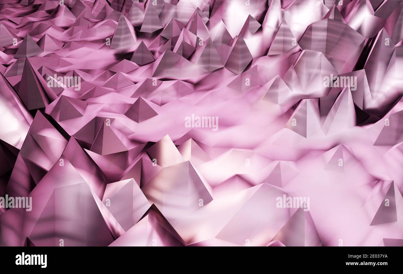 a polygonal purple rock landscape, 3d render Stock Photo - Alamy