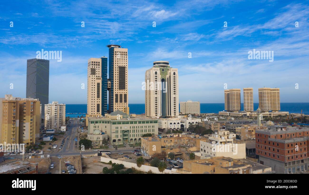 Capital of Libya, Tripoli seafront skyline view Stock Photo - Alamy
