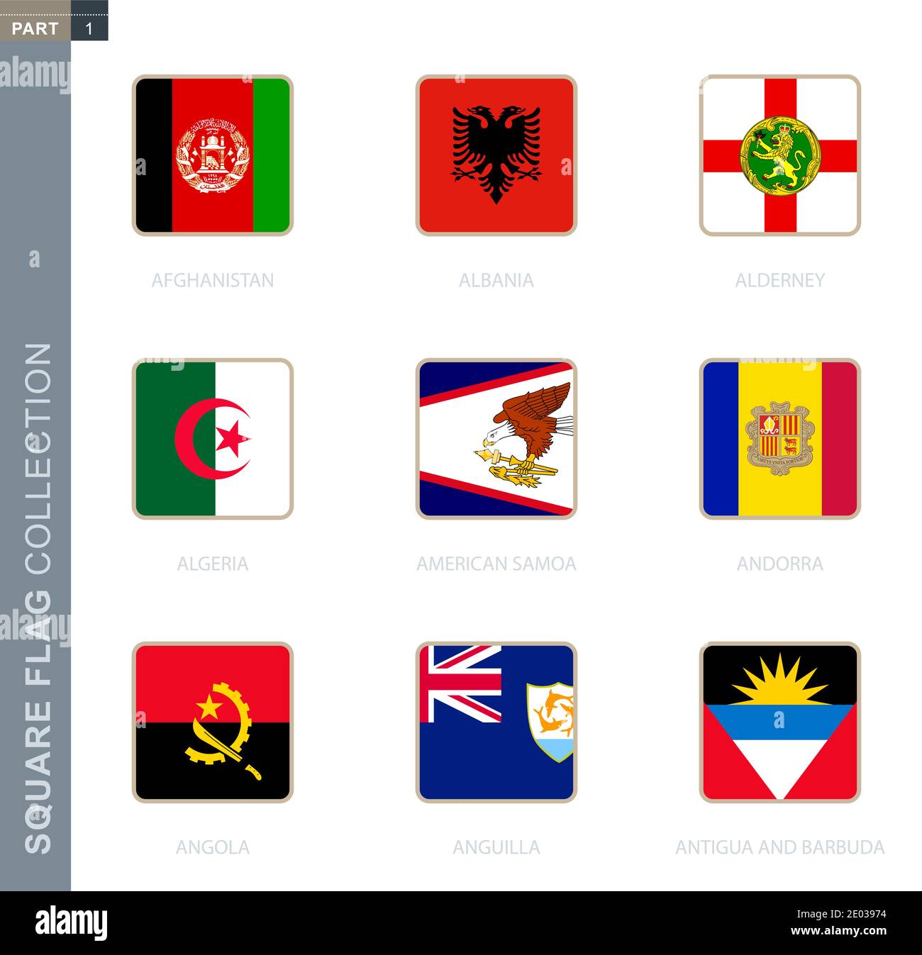 Square flags collection of the world. Square flags of Afghanistan ...