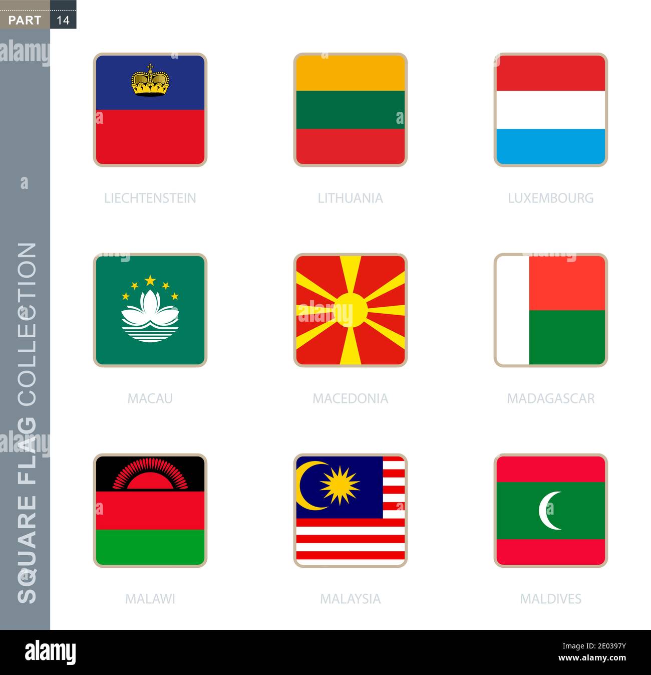 Square flags collection of the world. Square flags of Liechtenstein ...