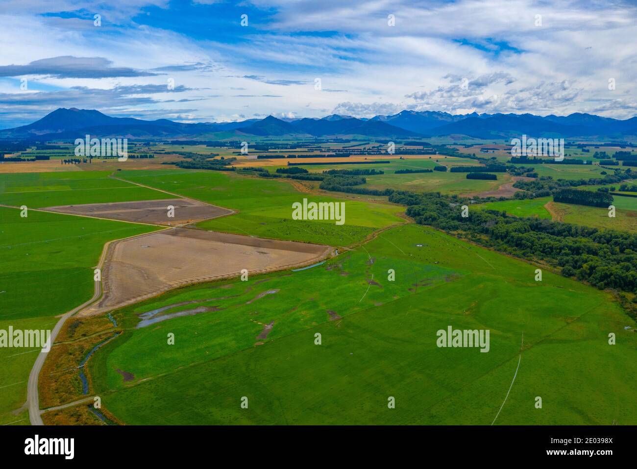 Aerial view of rural landscape of South Island in New Zealand Stock ...