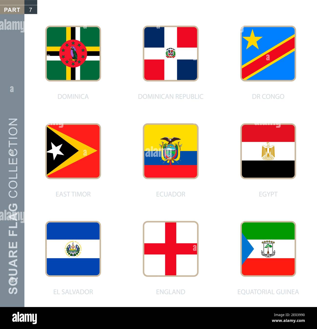 Square flags collection of the world. Square flags of Dominica ...