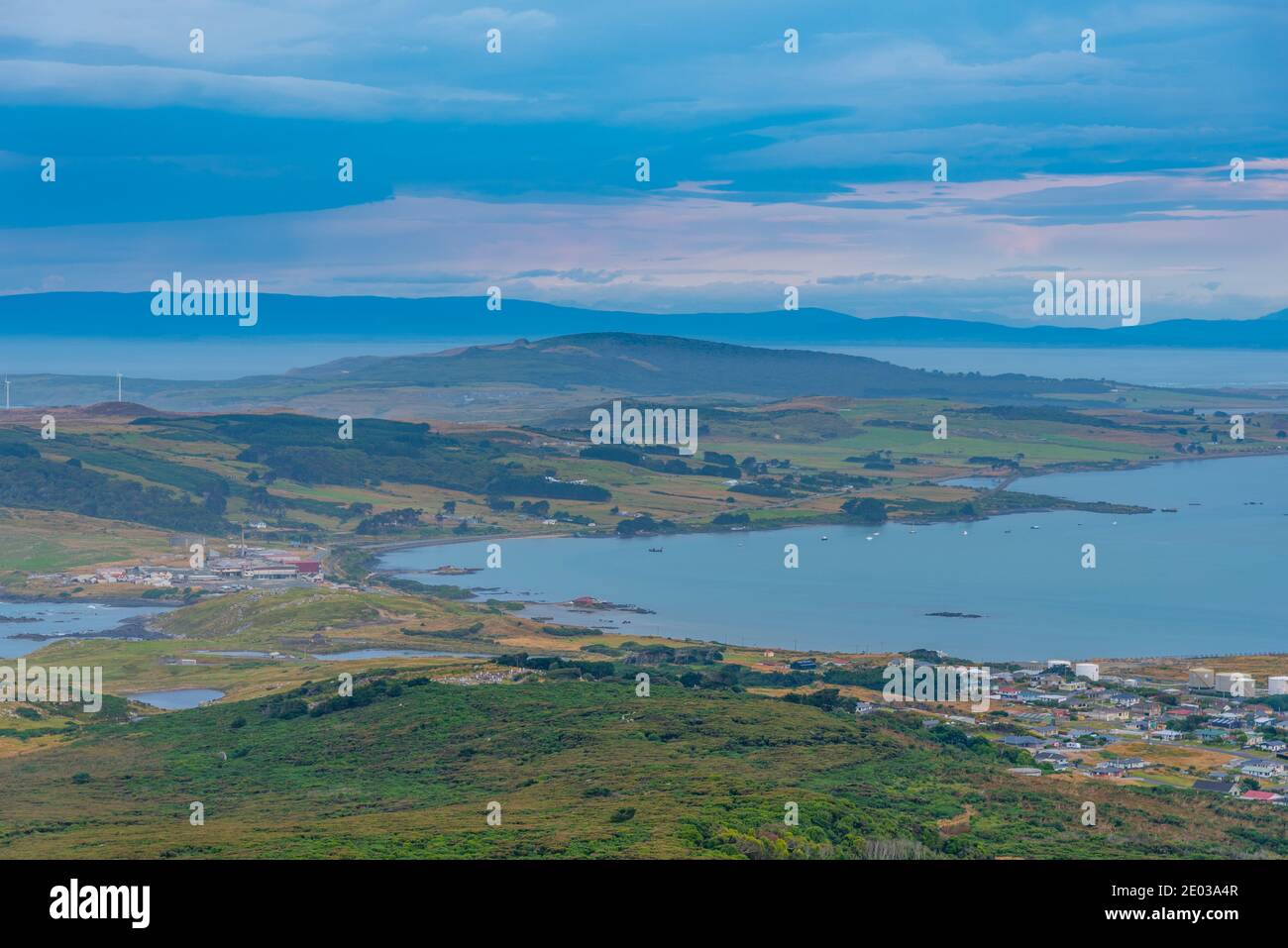 Aerial view of Bluff town in New Zealand Stock Photo - Alamy