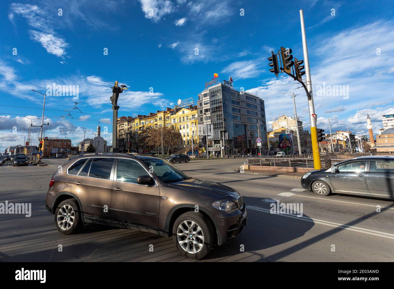 Sofia, Bulgaria - December 27, 2020: Road junction and traffic in the ...