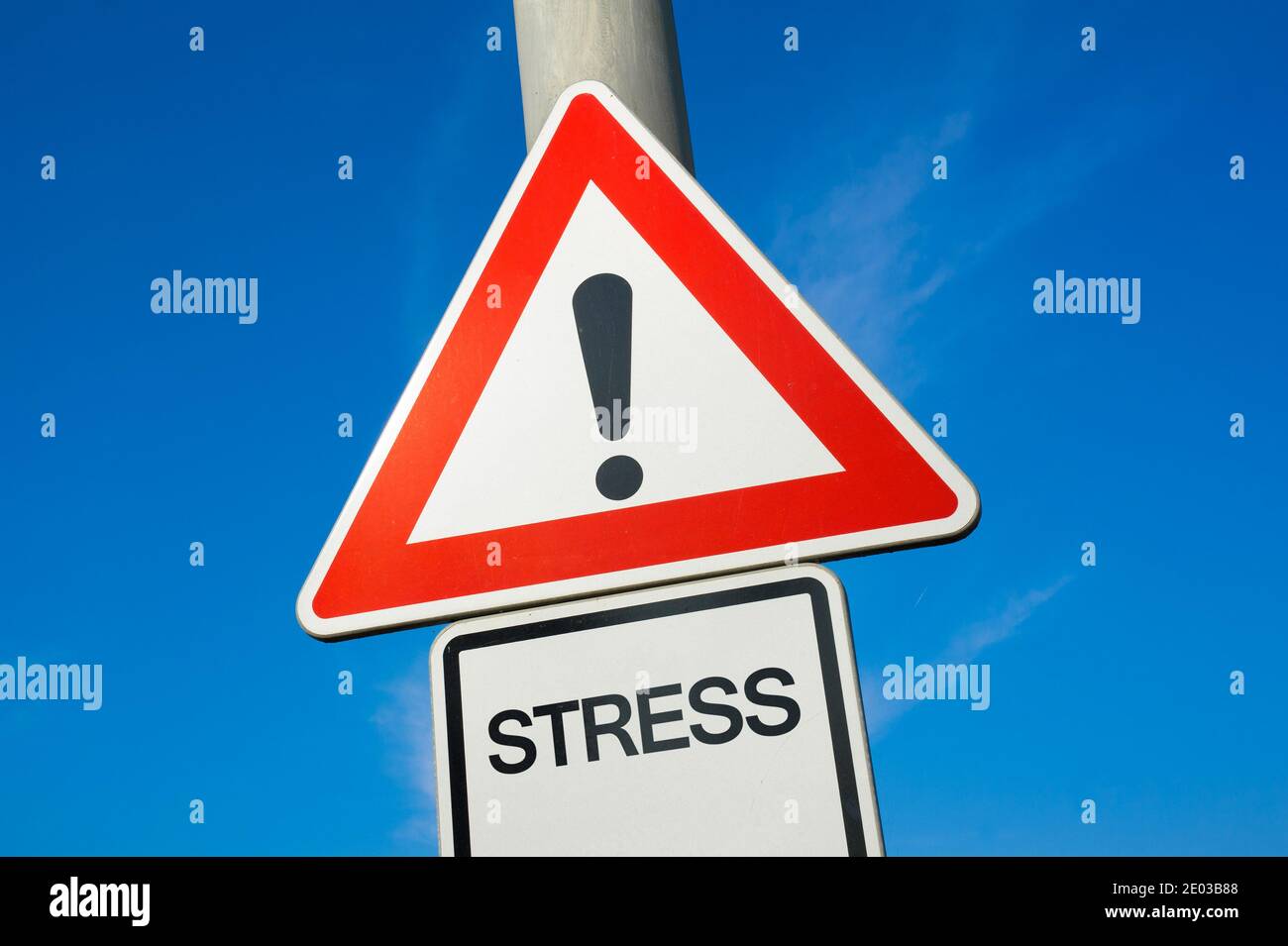 Stress - traffic sign with exclamation mark to alert, warn caution ...