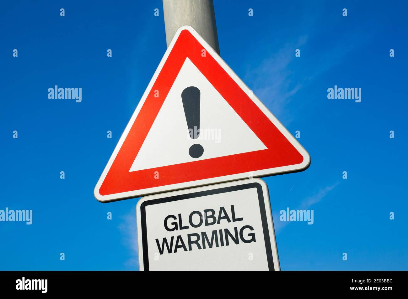Global warming / Climate change - exclamation mark to alert, warn ...