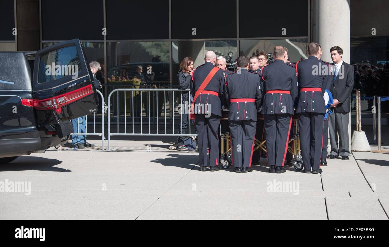 Rob Ford, former Toronto Mayor, funeral scenes. The procession walked ...