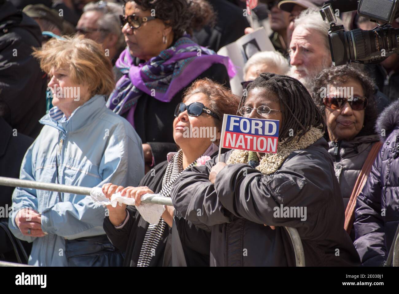 General public attending Rob Ford funeral, Toronto, Canada-March 2016 ...