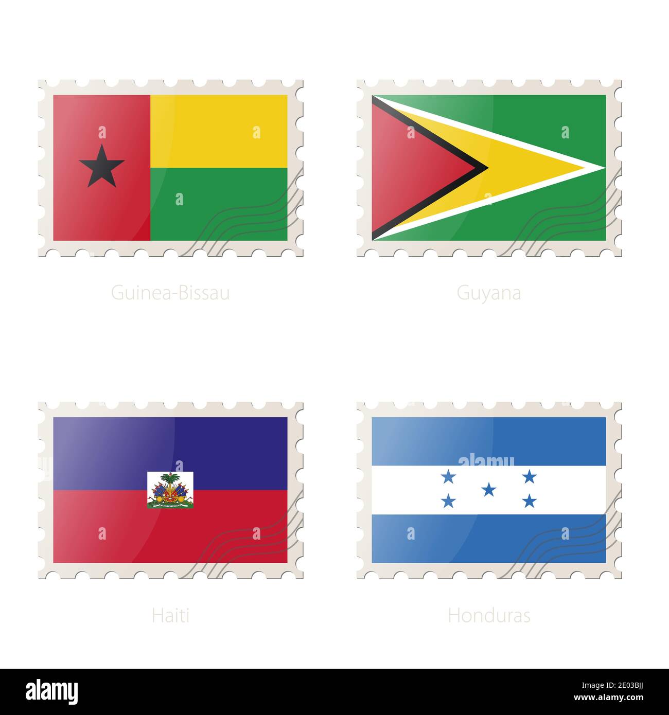 Postage stamp with the image of Guinea-Bissau, Guyana, Haiti, Honduras ...