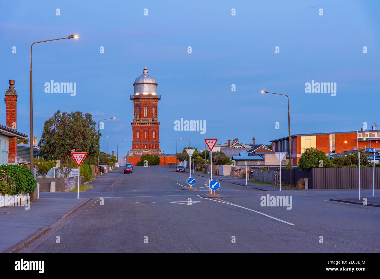 Sunset view of Invercargill Water Tower in New Zealand Stock Photo - Alamy